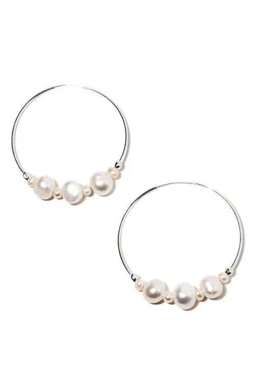 CHILD OF WILD Tefnut Freshwater Pearl Hoop Earrings - Silver