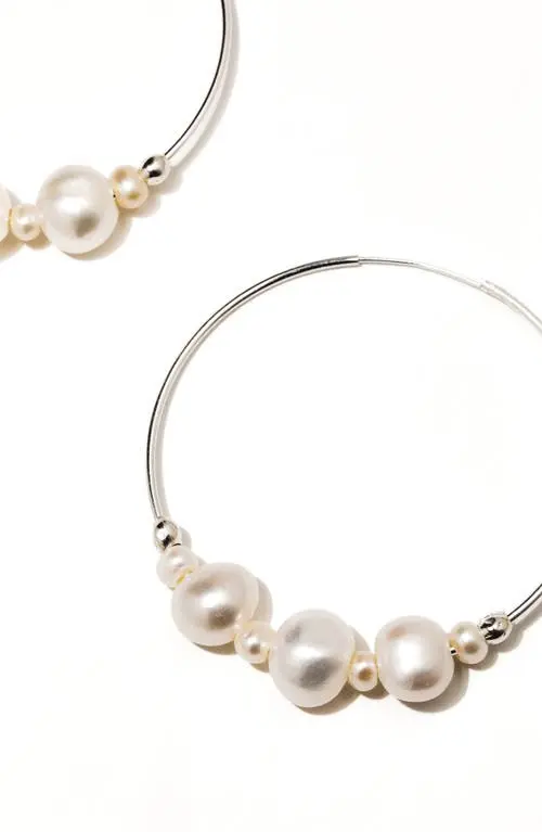 CHILD OF WILD Tefnut Freshwater Pearl Hoop Earrings - Silver