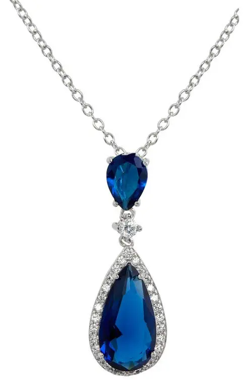 SAVVY CIE JEWELS Cubic Zirconia Pendant Necklace - Blue