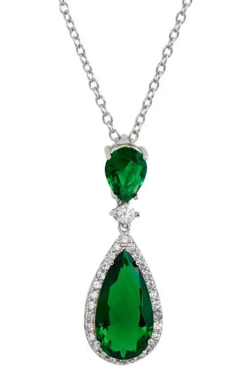 SAVVY CIE JEWELS Cubic Zirconia Pendant Necklace - Green