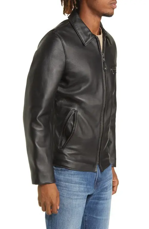 SCHOTT Waxy Leather Delivery Jacket - Black