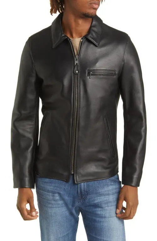 SCHOTT Waxy Leather Delivery Jacket - Black