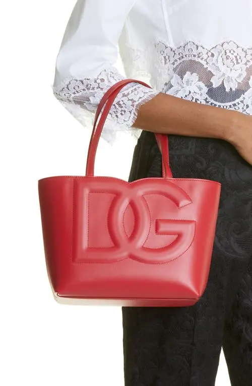 Dolce & Gabbana Small Dg Logo Leather Tote