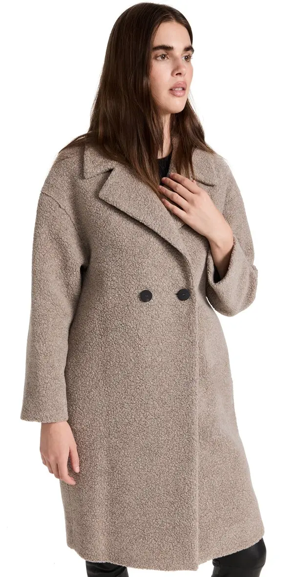 Harris Wharf London Dropped Shoulder Boucle Coat - Taupe