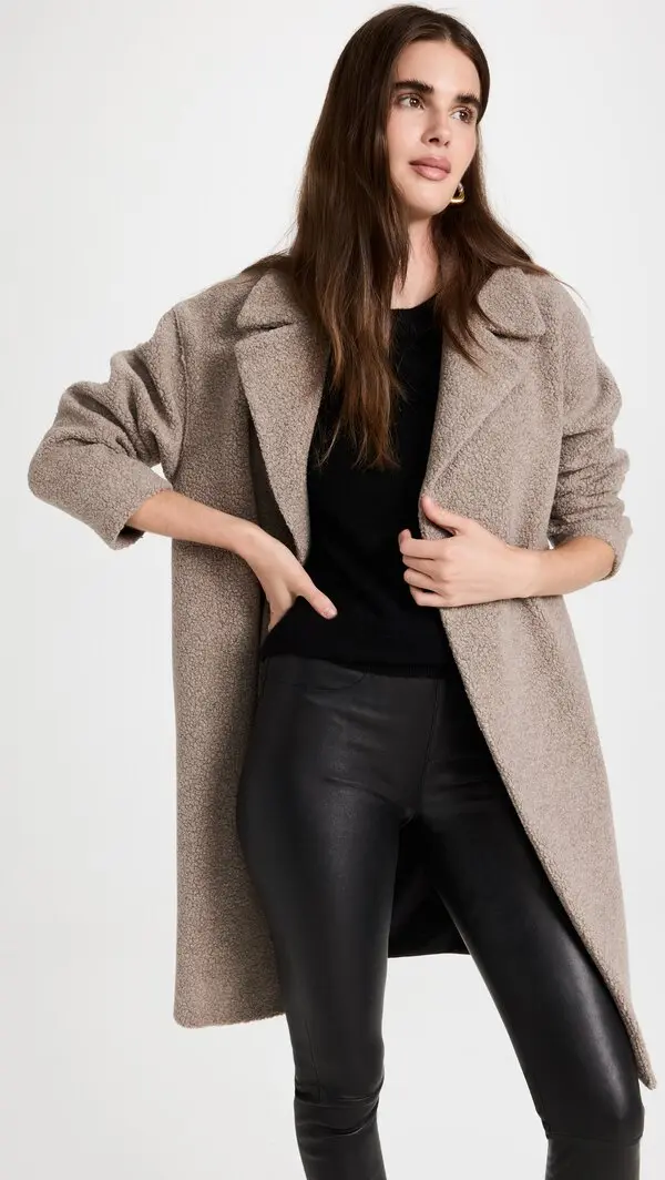 Harris Wharf London Dropped Shoulder Boucle Coat - Taupe