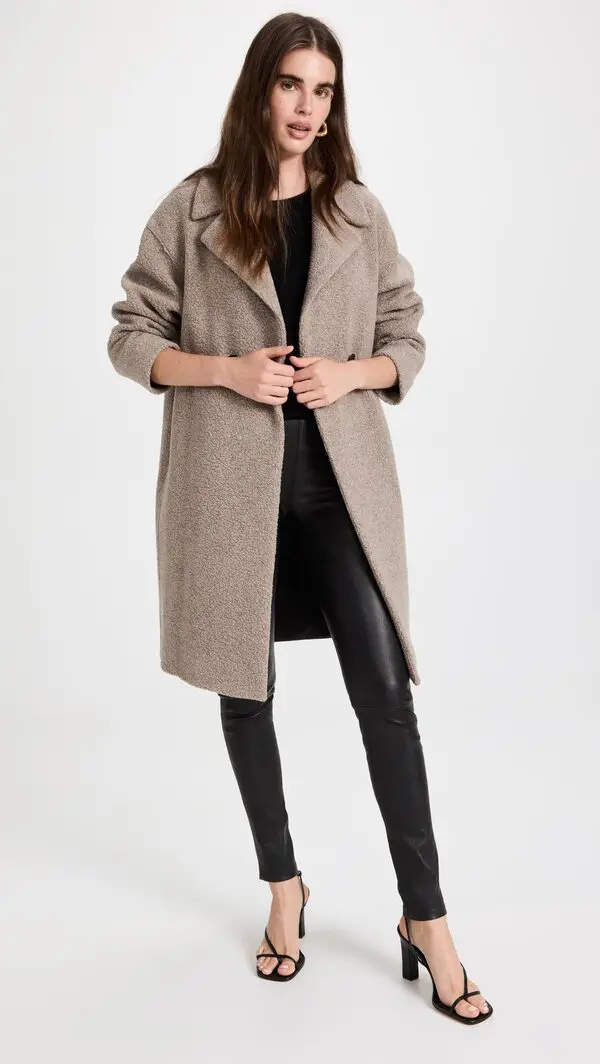 Harris Wharf London Dropped Shoulder Boucle Coat - Taupe