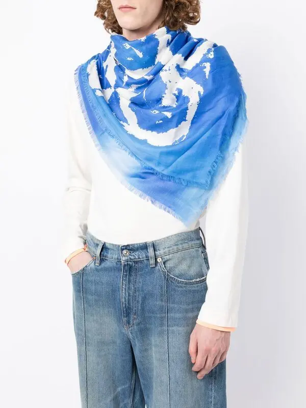 Givenchy Patterned Knitted Scarf - Blue