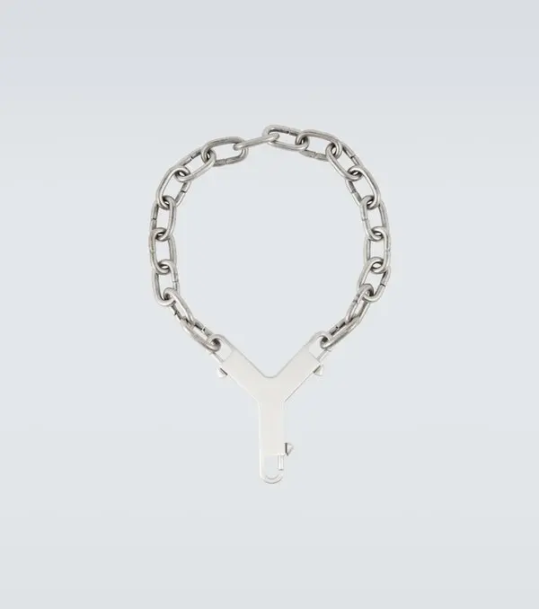 Rick Owens Cerberus Chainlink Choker In Silver - 30% Off