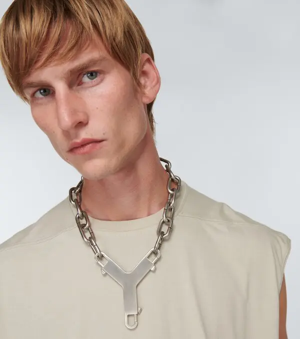 アクセサリー Rick Owens CEREBRUS CHOKER Rick Owens Cerberus Chainlink Choker In Silver - 30% Off