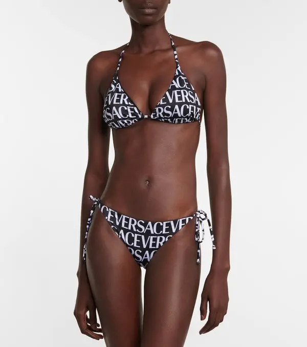 Versace Logo Bikini Top - Black