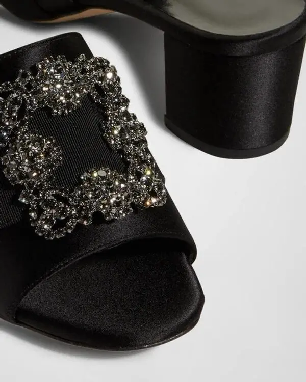 Manolo Blahnik Marta Crystal Buckle Sandals - Black