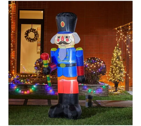 GLITZHOME Lighted Inflatable Nutcracker Christm As Yard Decor
