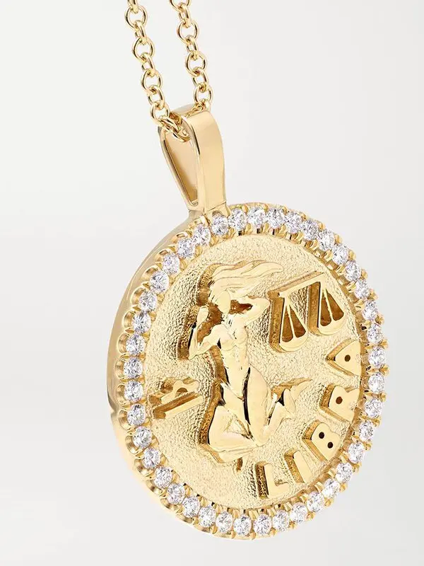 ANITA KO Zodiac Large 18-karat Gold Diamond Necklace
