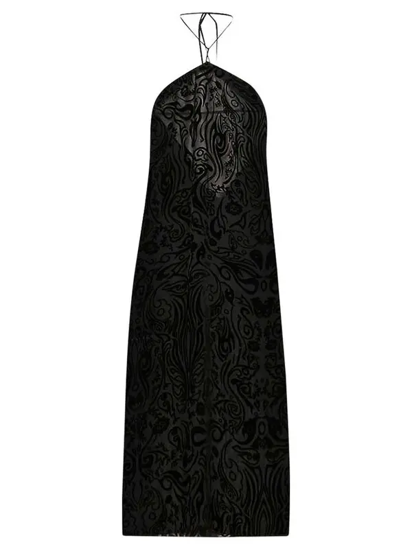 SUPRIYA LELE Abstract-pattern Semi-sheer Crepe And Velvet Midi Dress