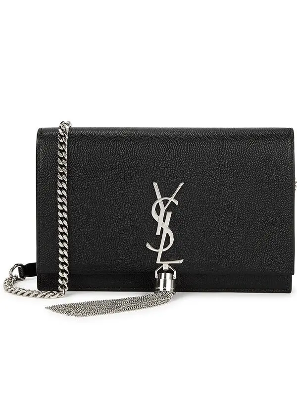 Saint Laurent Kate Black Leather Wallet-on-chain