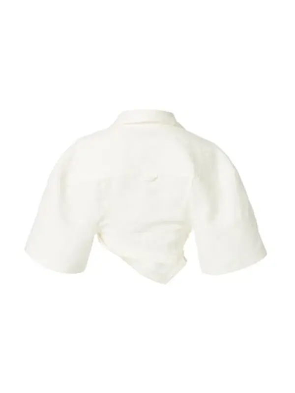 Jacquemus Capri Oversized Twisted Linen Cropped Shirt