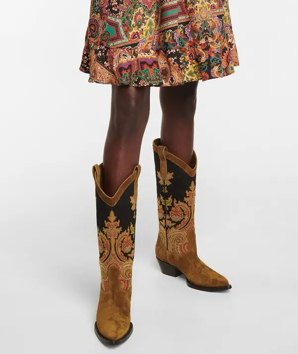 Etro Suede Cowboy Boots