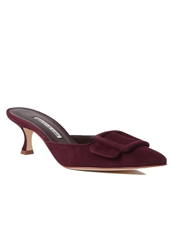 Manolo Blahnik Maysale Buckled Suede Mules