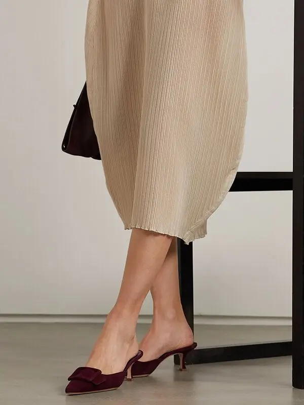 Manolo Blahnik Maysale Buckled Suede Mules