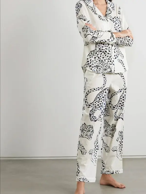 Desmond & Dempsey Jag Printed Organic Cotton Pajama Set