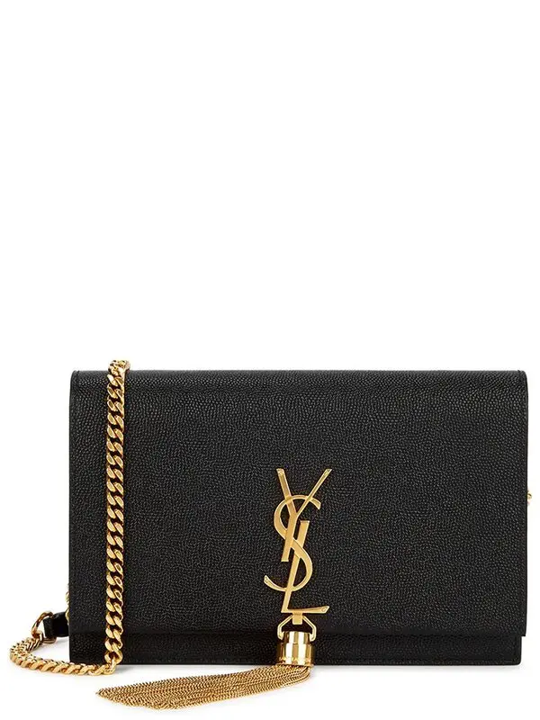 Saint Laurent Kate Black Leather Wallet-on-chain