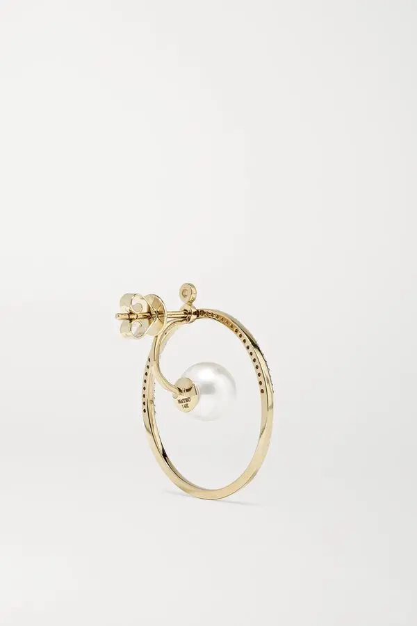 Mateo 14-karat Diamond And Pearl Earrings