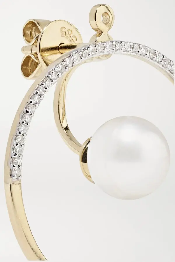 Mateo 14-karat Diamond And Pearl Earrings