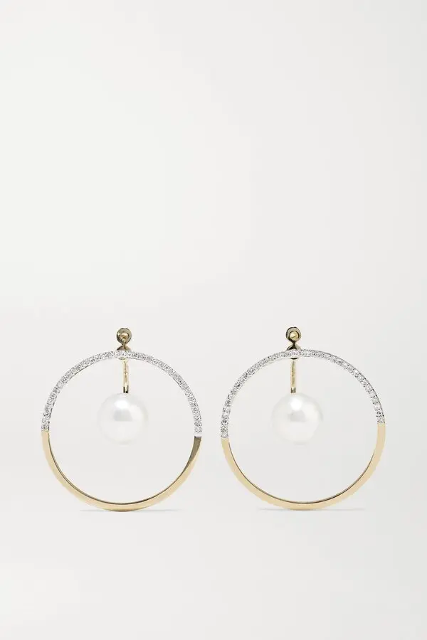 Mateo 14-karat Diamond And Pearl Earrings