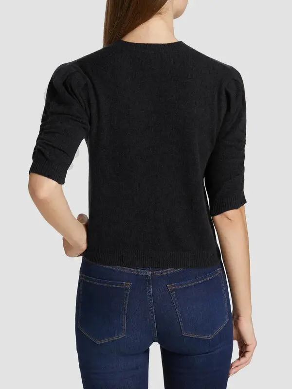 FRAME Ruched Sleeve Cashmere-wool Sweater - Noir