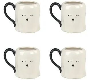 10 STRAWBERRY STREET Set Of Ceramic Hallowe En Ghost Mugs - One-color