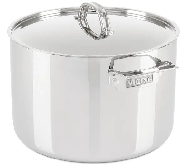 VIKING 3-ply 12-qt Stainless Steel Stock Pot Wi Th Metal Lid - Silver