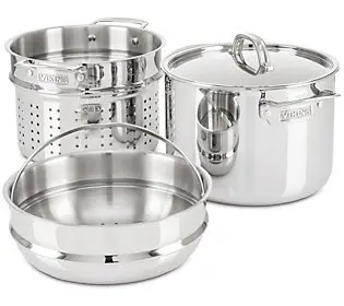 VIKING 3-ply 8-qt Multi-cooker And Pasta Pot W/ Bonus Steamer - One-color