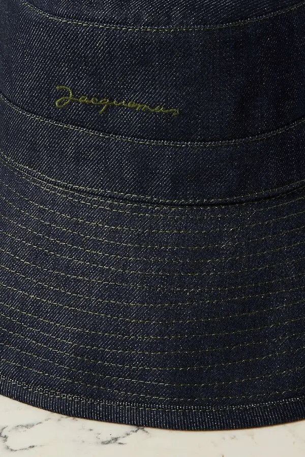 Jacquemus Le Bob Linu Oversized Embroidered Denim Bucket Hat