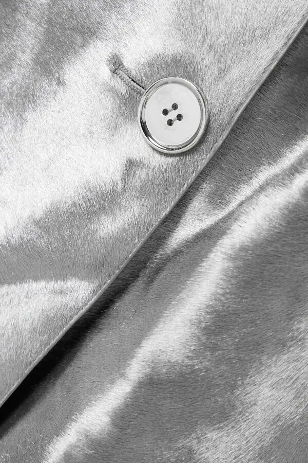 Michael Kors Belted Double-breasted Metallic Calf Hair Trench Coat