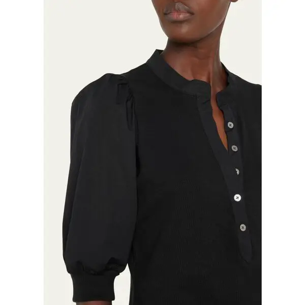 Veronica Beard Coralee Knit Button-front Top - Black