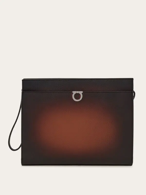 FERRAGAMO Gancini Pouch - Brown