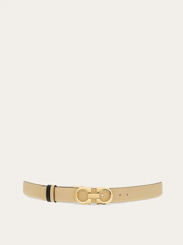 FERRAGAMO Adjustable And Reversible Gancini Belt - Beige