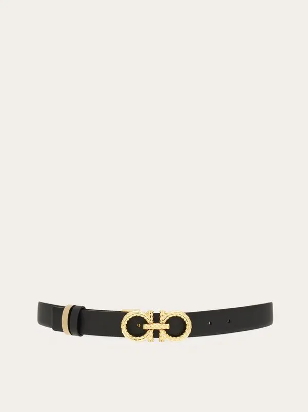 FERRAGAMO Adjustable And Reversible Gancini Belt - Black