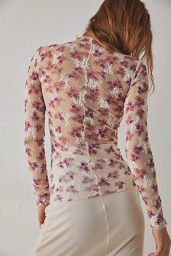 Free People Lady Lux Printed Layering Top - Ivory Combo