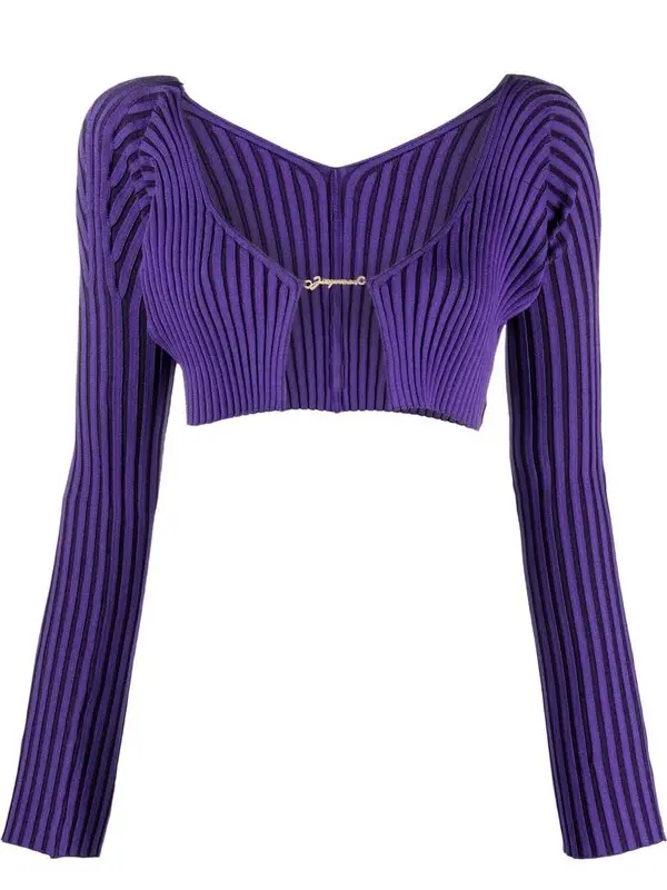 Jacquemus La Maille Pralu Cropped Cardigan - Purple