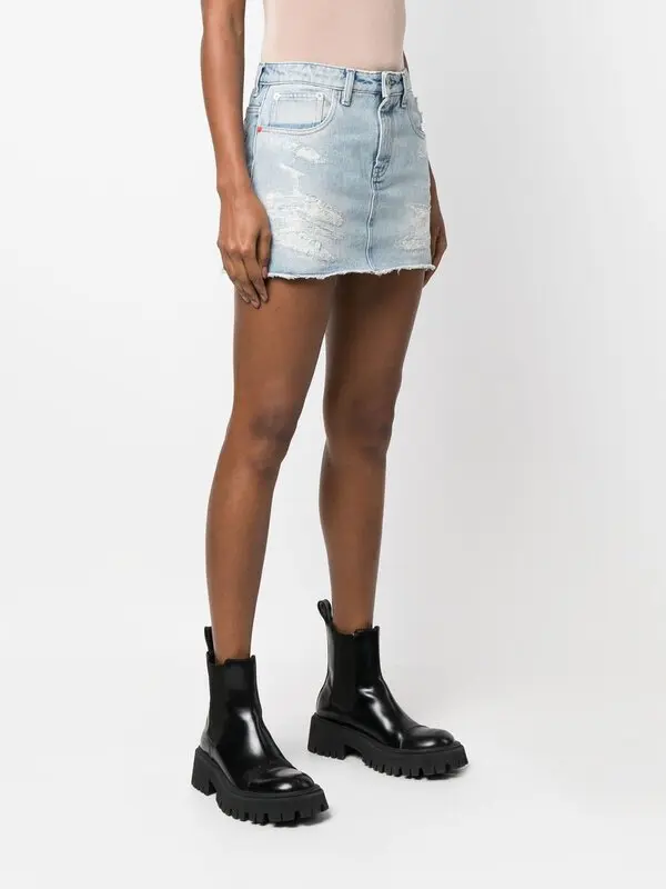 Heron Preston Distressed Denim Mini Skirt
