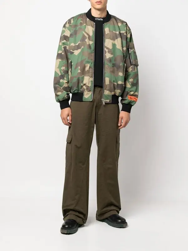 Heron Preston Camouflage Print Bomber Jacket - Green