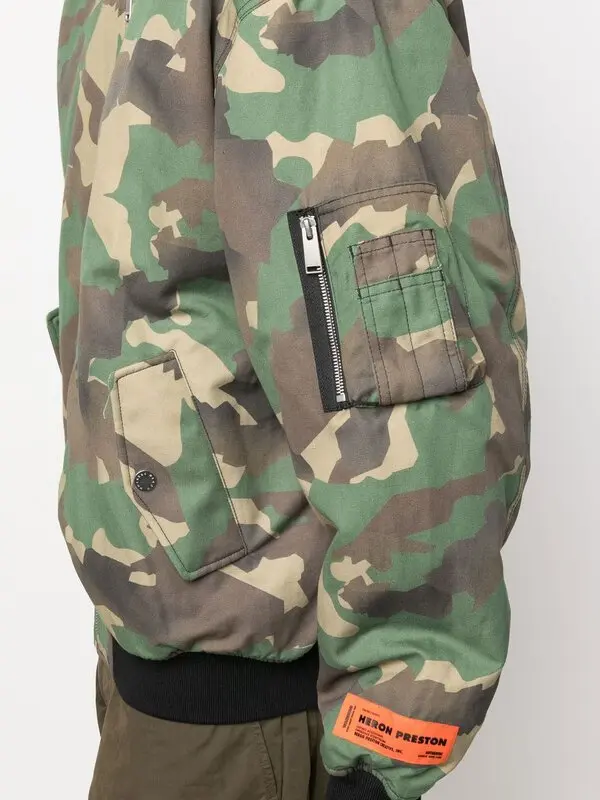 Heron Preston Camouflage Print Bomber Jacket - Green