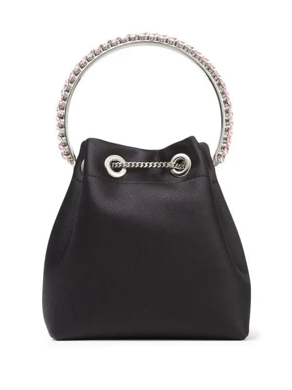 JIMMY CHOO Crystal-embellished Satin Bag - Black
