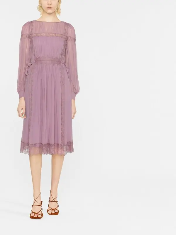 Alberta Ferretti Long-sleeved Silk Midi Dress
