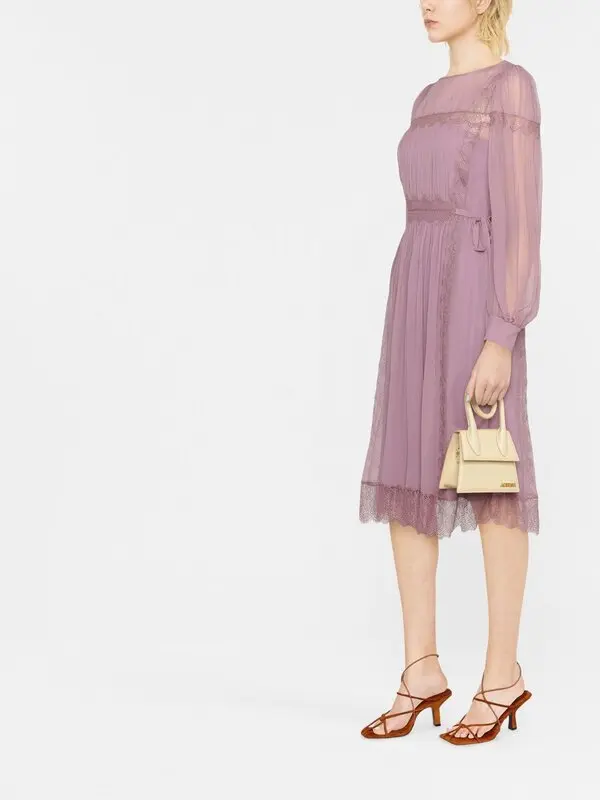 Alberta Ferretti Long-sleeved Silk Midi Dress