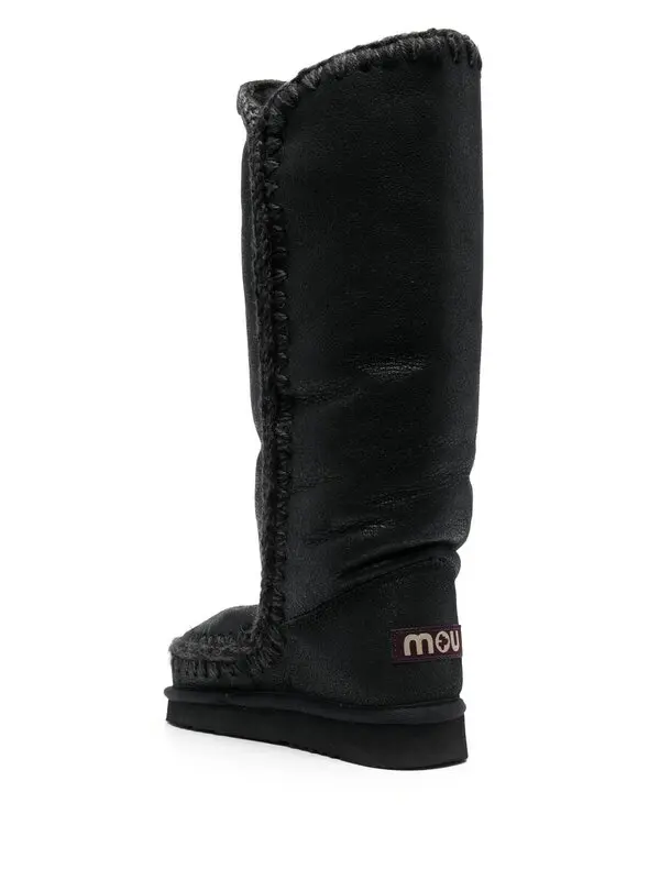 Mou Whipstitch-trim Shearling-lined Boots - Grey