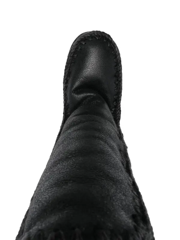 Mou Whipstitch-trim Shearling-lined Boots - Grey