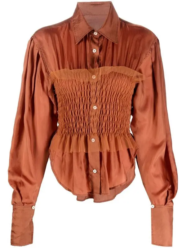Viktor & Rolf Long-sleeve Smocked Shirt - Orange