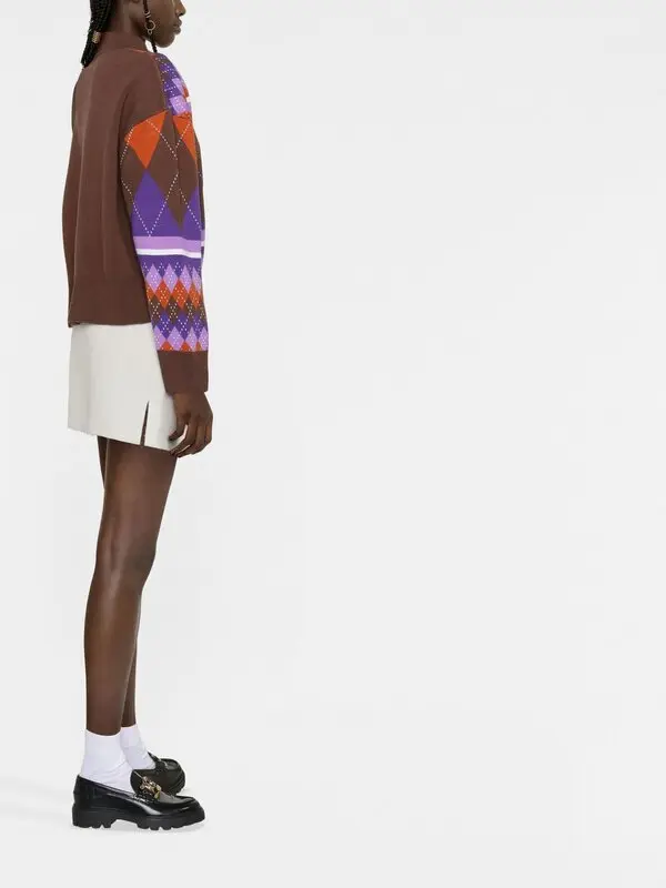 Versace Argyle-knit Jumper - Brown